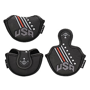 Big Teeth USA Design Golf Putter Covers Half Mallet, Mallet Putter Cover Black and White, Half Mallet Putter Cover Magnetic Closure for Odyssey White Hot #5