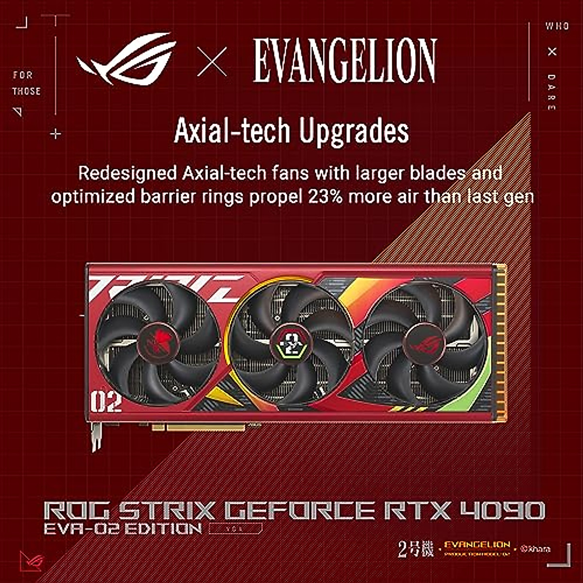 ASUS ROG Strix NVIDIA GeForce RTX 4090 OC EVA-02 Edition Gaming Graphics Card (PCIe 4.0, 24GB GDDR6X, HDMI 2.1a, DisplayPort 1.4a, 3.5-Slot Design)