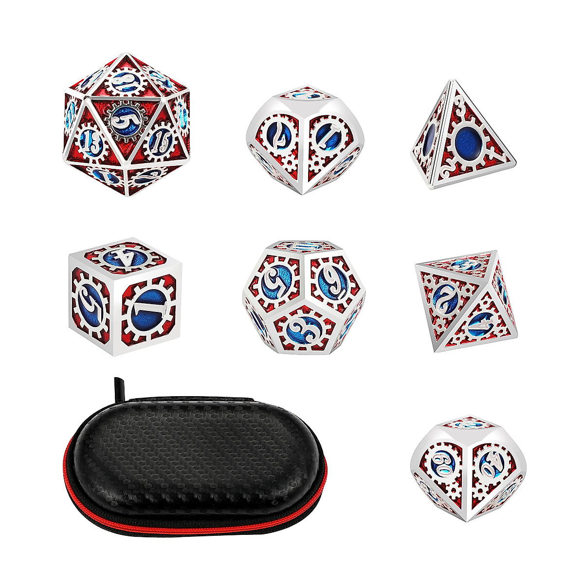 DND Dragon Scale Dice Set of 7 Pcs with Storage Box, Metal D&D Dice Set with Oversized D20 for Tabletop Roleplaying Games, Dungeons and Dragons, DND, D&D (Punk)