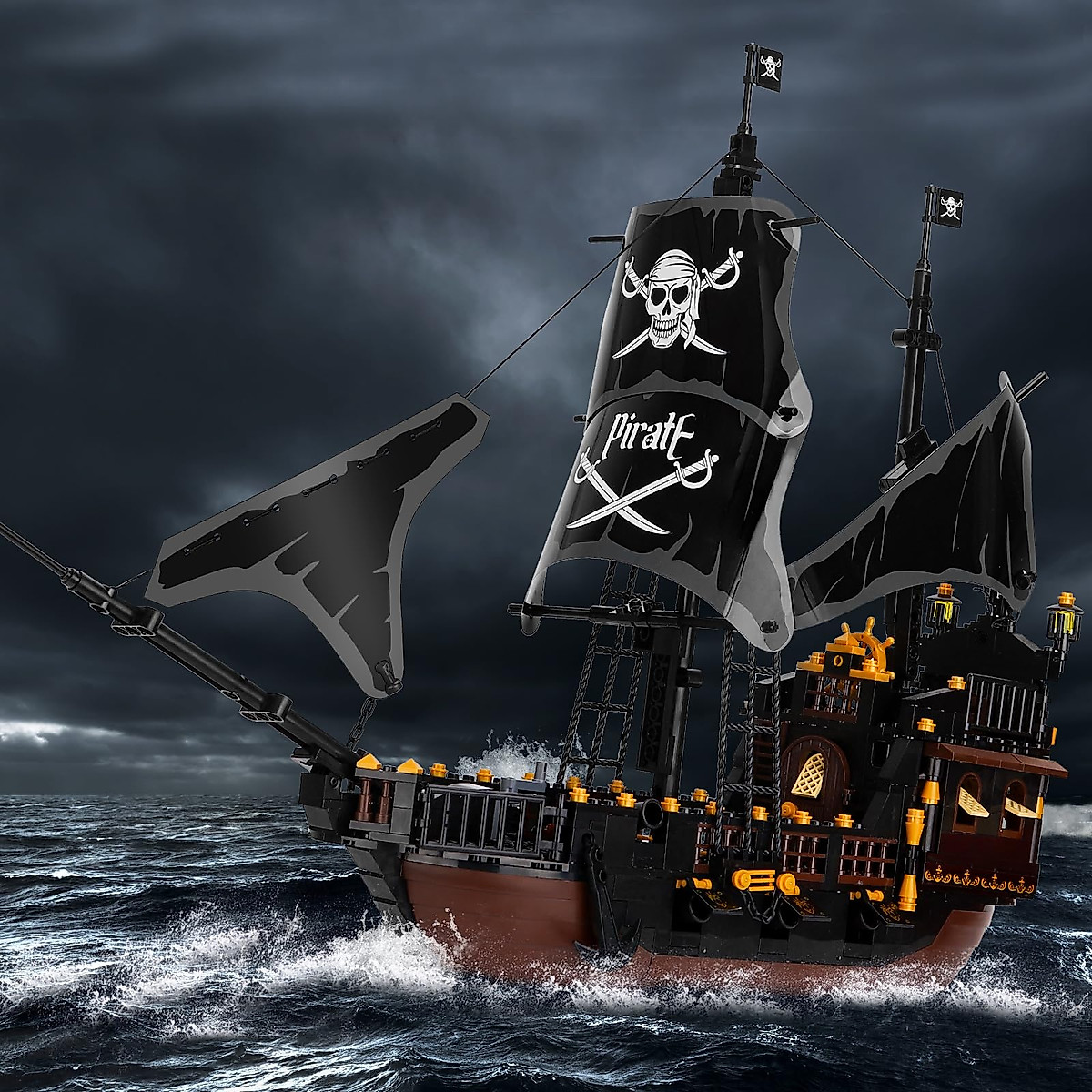 Yoxindax Pirate Ship Building Blocks Kit - Pirates Ship Model Bricks Toy Sets, Adventure Construction Display Build Kit for Boys Girls, Great Gift for Adult Kid Who Like Creative Playset(621 Pieces)