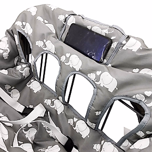 Twin Double Shopping Cart Cover for Baby Siblings with Carrying Case. Fit Wholesale Warehouse Grocery Stores Like Costco SAMS Club (White Elephant)