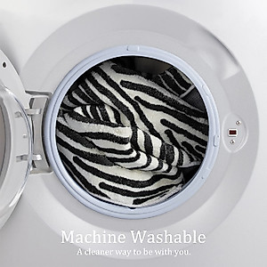 YIHOUSE 9×12 Ft Area Rugs Non-Shedding Washable Rug, Bedroom Living Room Dining Room Office Playroom Nursery Nonslip Modern Large Rugs Soft Faux Wool Contemporary Striped Rugs-Black and White Rug