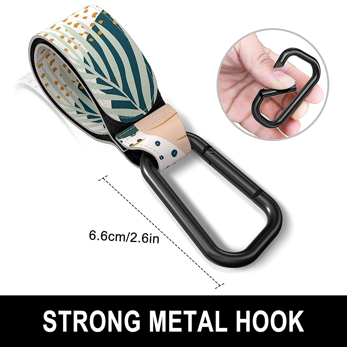 Gukeniu Baby Stroller Hooks for Hanging Bags, Universal Stroller Clips Accessories, Mommy Hook for Diaper Bag, Shopping Cart, Purse, Backpack - 2 Pack, Abstract Leaf