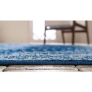 Unique Loom Bromley Collection Area Rug - Midnight (7' 10" Round, Navy Blue/ Ivory)