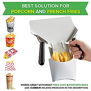 CUSINIUM Double Handle Popcorn Scoop and Dredge Bundle - Metal Popcorn Scooper - French Fry Scoop