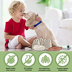 Cedar Hang Ups for Clothes Storage with Cedar Sachets - 20 Pcs 100% Natural Cedar Scent Protects Clothes&Cedar Freshener - for Storage Shelves, Cupboards...