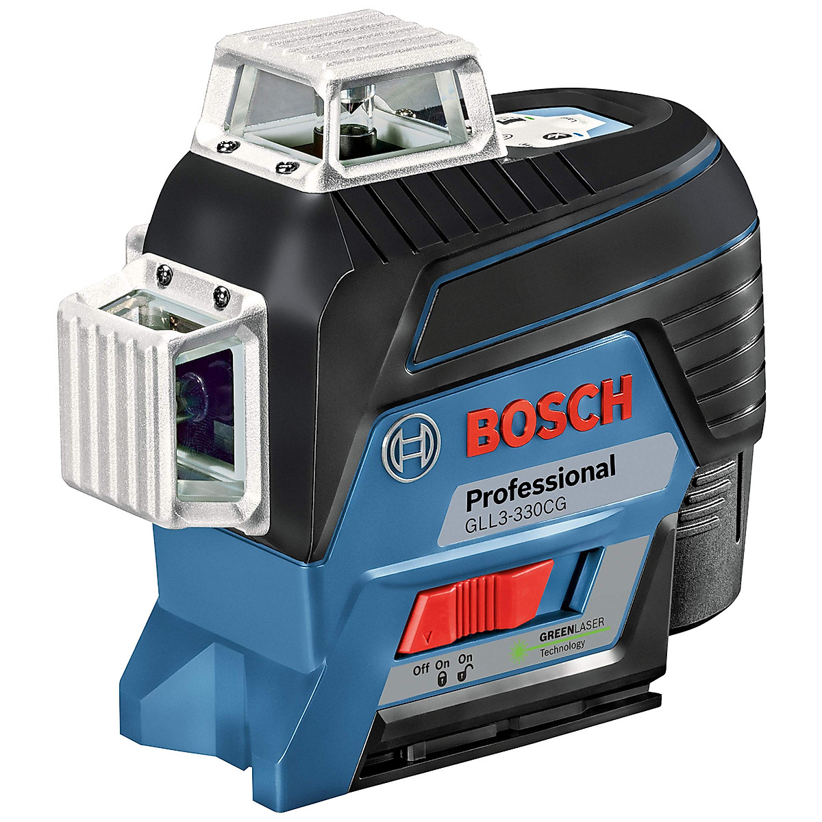 Bosch GLL3-330CG 200ft 360-Degree Green Beam Three-Plane Self-Leveling & Alignment-Line Laser with (1) 12V Max Lithium-Ion 2.0 Ah Battery Charger, BM1 Positioning Device Hard Carrying Case