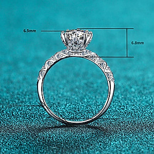 yoalincy 1 Carat Six Prong Solitaire Moissanite Ring, Wedding band 925 Sterling Silver with 18K Gold Plated Lab Created Simulated Round Diamond Ring, Promise Wedding Rings