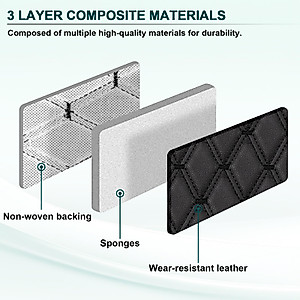 1 Yard Vinyl Faux Leather Quilted Fabric with 0.27" Foam Backed,63"Wide Leather Material for DIY Upholstery,1.9"×2.7"Diamonds Pattern,Black(Black Thread)