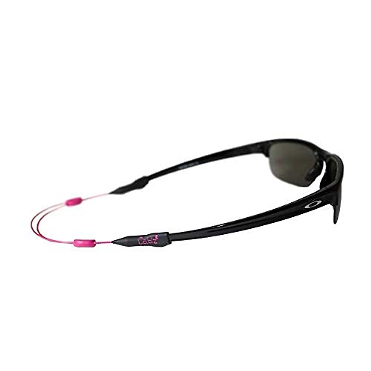 Cablz Colorz Zipz Adjustable Eyewear Retainer Strap | Lightweight, Low Profile, Coated Stainless, 14 Inch (Black/Pink)