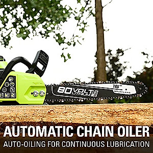 Greenworks 80V 16" Brushless Cordless Chainsaw (Great For Tree Felling, Limbing, Pruning, and Firewood / 75+ Compatible Tools), 2.5Ah Battery and Charger Included