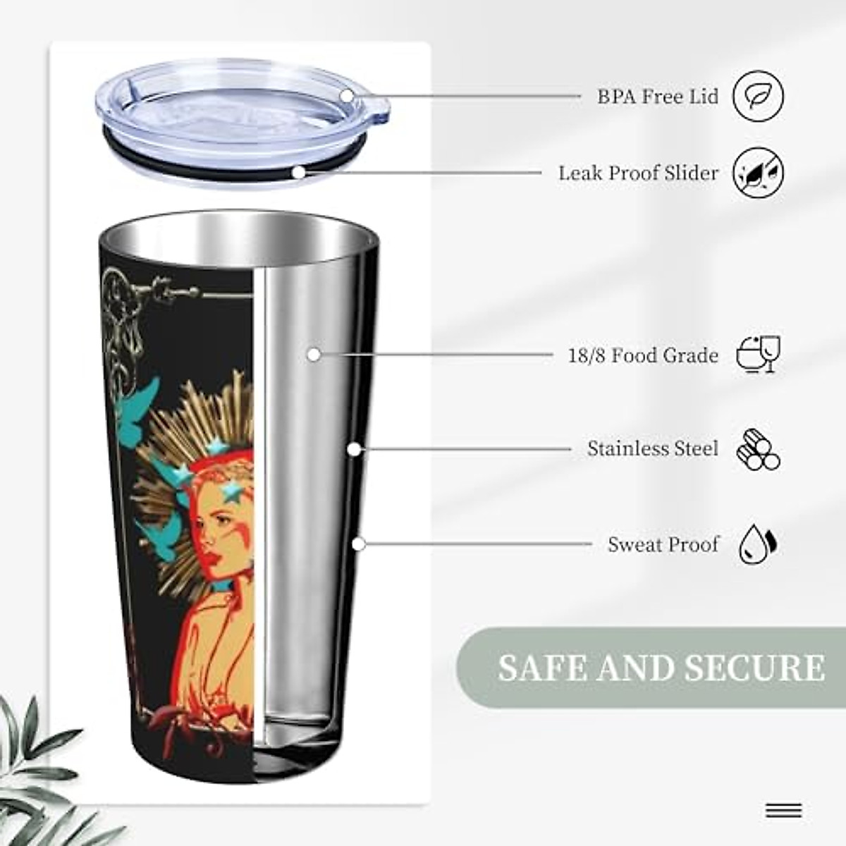 HIKTIEK Halseys Stainless Steel Insulated Car Sippy Cup With Lid Travel Mug for Cold Hot 20 oz