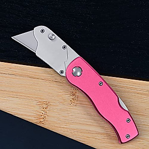 DISPATCH Folding Utility Knife Paper Cutter Stainless Steel Plastic Handle Replaceable Blade Utility Craft Knife Cutter