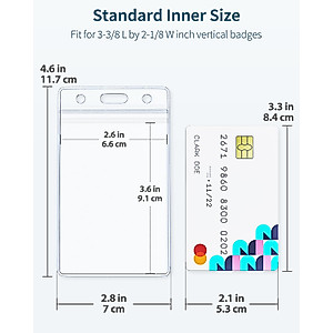 Pawfly 6 Pack Vertical ID Card Badge Holder Waterproof Clear Card Sleeve Case Cover Heavy Duty Card Protector Pouch with Resealable Zip for Proximity Key Card Driver’s License and Credit Card