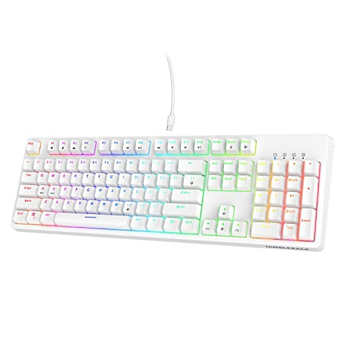 LTC NB1041 Nimbleback Wired Mechanical Keyboard, Hot-Swappable 104Keys RGB Backlit Gaming Keyboard, Red Switch/White