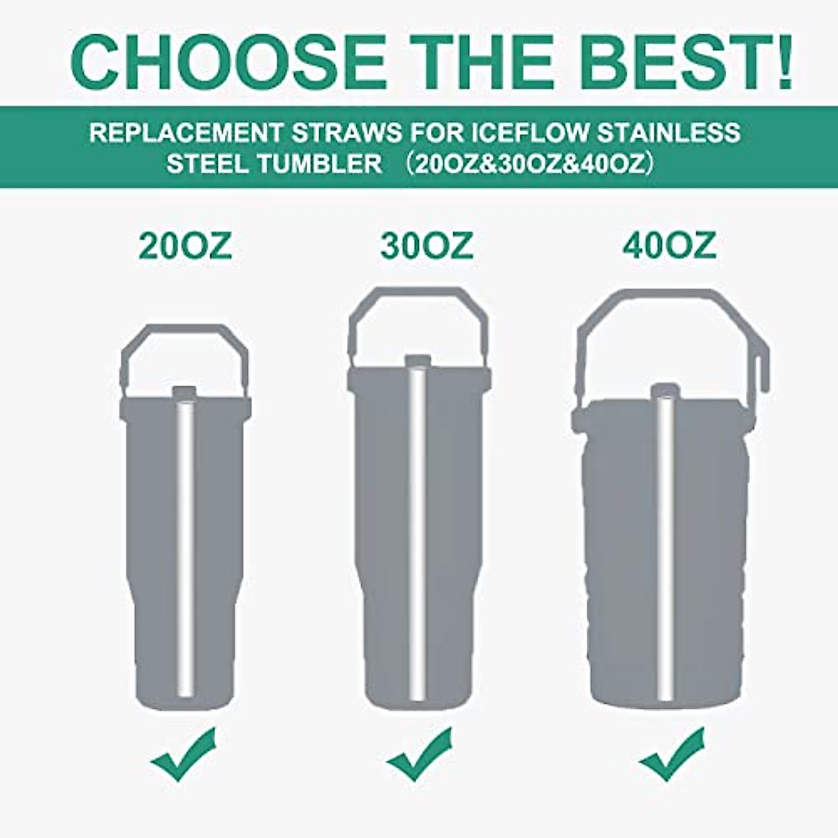 8 Pack Replacement Straws for IceFlow Stainless Steel Tumbler, Reusable Straws Plastic Straws with Cleaning Brush Compatible with Stanley IceFlow 30oz Tumbler Stanley Flip Straw Tumbler