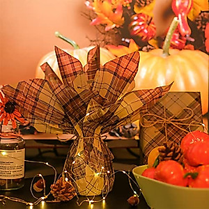 Buffalo Plaid Wrapping Tissue - 60 Sheets, 20 x 20inch, Brown, Fall, Thanksgiving, Rustic Art Paper, DIY Gift Bags, Party Favor, Autumn Decorations