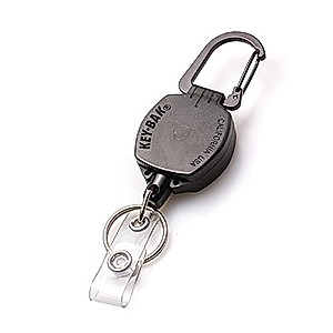 KEY-BAK 0KB1-0A24 Sidekick ID Badge and Key Reel, 24" Kevlar Cord, Tough Polycarbonate Case, Zinc Alloy Metal Carabiner (0KB1-0A24) , Black