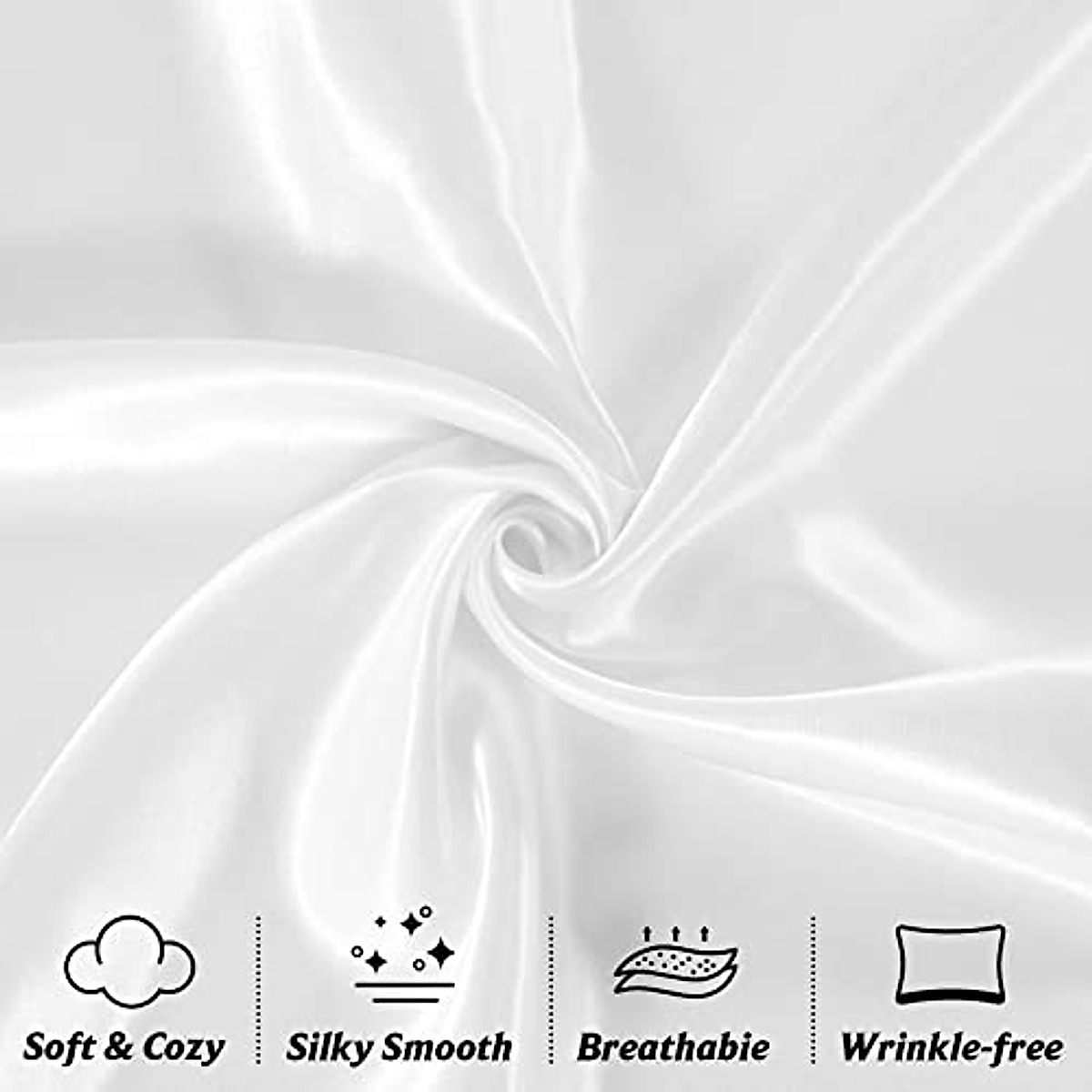 Satin Pillowcase for Hair and Skin, Silky Soft Satin Pillowcase for Women Hair Set of 4, Standard+Queen Silk Pillow Cases, Satin Pillowcase with Envelope Closure (White, 20x26 Inches+20x30 Inches)