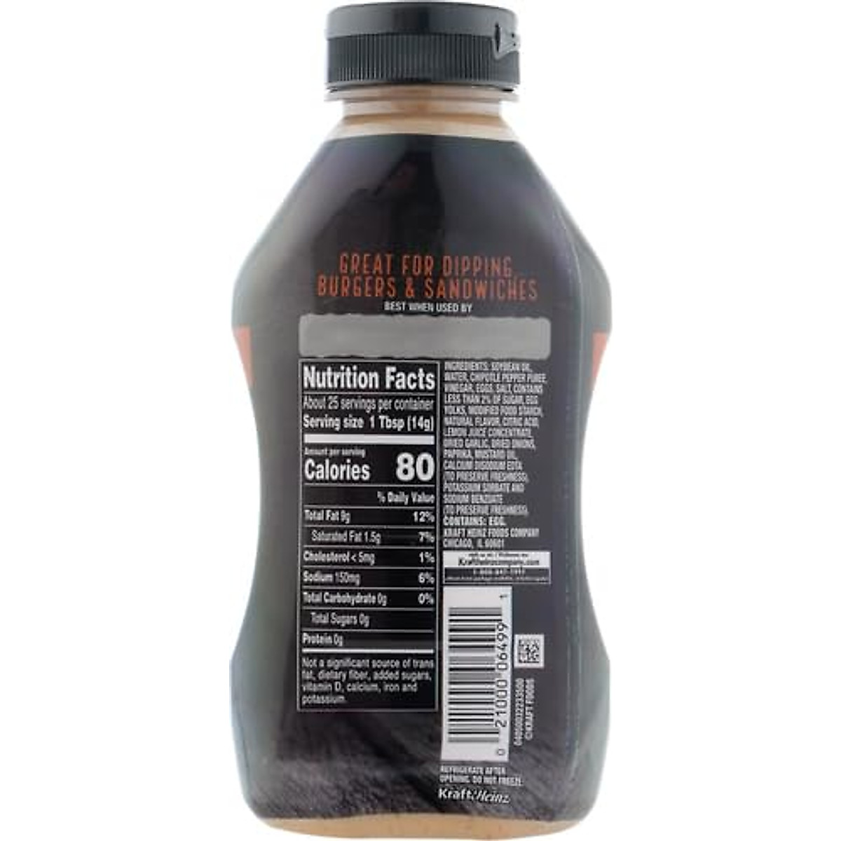 J.L. Kraft Chipotle Aioli with Chipotle Peppers (12 fl oz Squeeze Bottle)