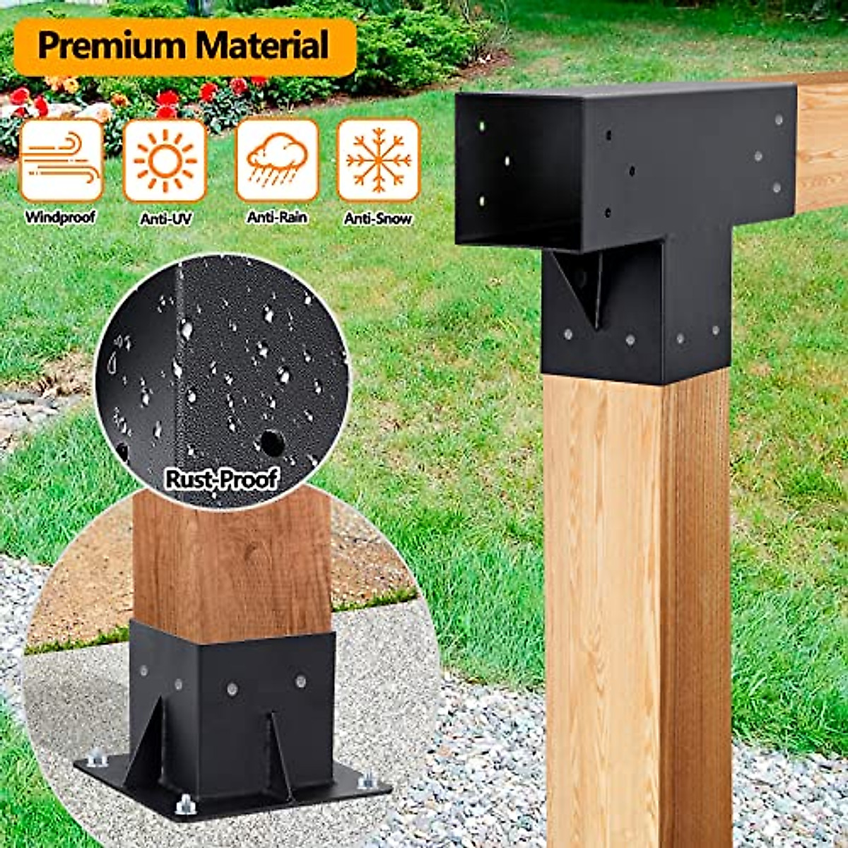 Neorexon Pergola Kit Elevated Wood Stand Kit Woodwork for 4"x 4" (Actual 3.6 X 3.6 inch), Wooden Gazebo Kit for Pergola Brackets with Corner and Pergola Base Brackets