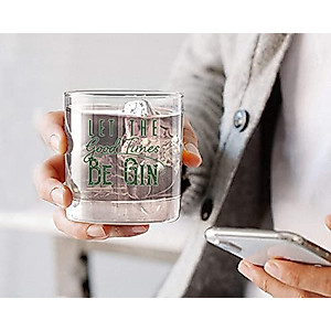Let the Good Times Be Gin - Gin Glasses - Funny Lowball Glasses - Drinkers Gifts For Men Women - Liquor Glasses - Bar Gifts For Men - Rocks Glasses - Cocktail Glasses - 11 oz Gin And Tonic Glasses
