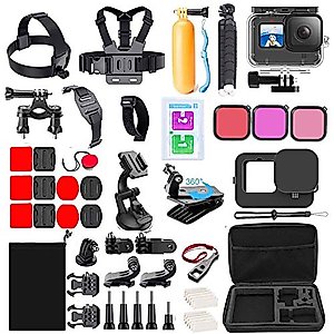 Accessories Kit for GoPro Hero 9 Hero 10 Black with Waterproof Housing Case Travel Case Screen Protector Filter licone Sleeve Accessory Set for GoPro Hero 9 Hero 10