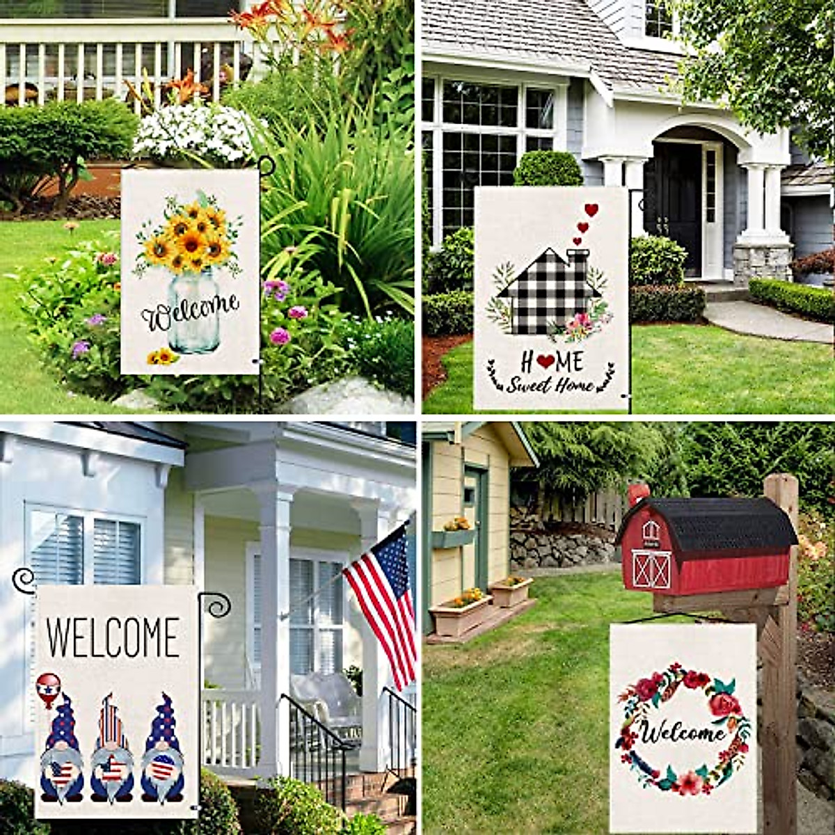 Seasonal Garden Flags Set of 12 Double Sided 12 x 18 Inch Yard Flags Small Welcome Garden Flags for Outside, Spring Valentines Easter St Patricks Day Outdoor Flags Holiday Garden Flags for All Seasons