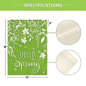 AVOIN colorlife Hello Spring Floral Garden Flag 12x18 Inch Double Sided Outside, Green Seasonal Yard Outdoor Flag