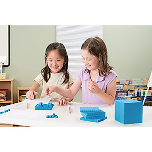 hand2mind Blue Plastic Base Ten Blocks Cube, Place Value Blocks, Counting Cubes for Kids Math, Base Ten Blocks Classroom Set, Math Blocks Kindergarten, Base 10 Math Manipulatives (Set of 1)