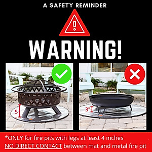 Fireproof Pros 36" Fire Pit Mat for Deck, Patio, Grass and Concrete. Thick Heat Resistant Deflector Fireproof Mat/Ember Mat. Triple Layer Fire Pit Pad, Firepit Protector, BBQ Mat for Large Fire Pit