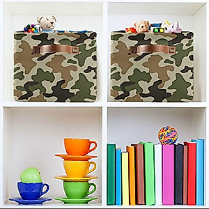 Storage Basket Cube Miltary Camo Camouflage Large Collapsible Toys Storage Box Bin Laundry Organizer for Closet Shelf Nursery Kids Bedroom,15x11x9.5 in,1 Pack
