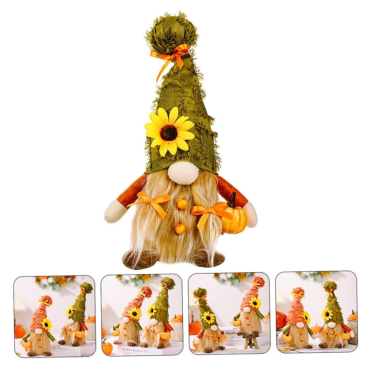 Abaodam 4pcs Hug Pumpkin Rudolph Harvest Festival Gnome Decors Decorative Dolls Swedish Gnomes Plush Harvest Gnome Dinning Table Decor Fall Table Decorations Gravel Trinkets Halloween