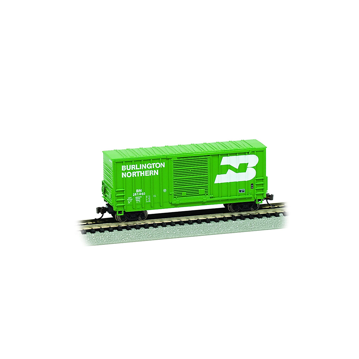 Bachmann Trains - HI-Cube Box CAR - Burlington Northern #281460 - N Scale Silver