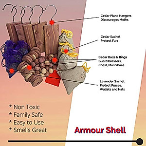 Moth Repellant for Clothes (65 Pack) - Cedar Hangers, Rings, Balls, Sachets and Dried Lavender Flower Sachets. Premium Quality USA Wood for Closet/Drawers, Protect Clothing with Home Fragrance to Love