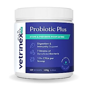 Vetrinex Labs Coprophagia Poop Eating Deterrent & Prevention, Stop & Prevent Stool Eating Treatment - Probiotics for Dogs, Cats and Puppies - Forbids Dog from Eating Poop - Probiotic Powder (120 GMS)