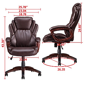 XIZZI Office Chair,Computer Chair, Adjustable Swivel Desk Chair,High Back Office Chair with Wheels and Arms (Brown)
