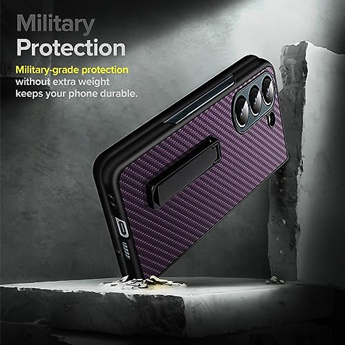 for Samsung Galaxy Z Fold 5 Case with Stand, Thin Phone Case for Samsung Z Fold 5 Cover Outdoor 360 Degrees Shockproof Protective Case Galaxy Z Fold 5 Slim Case Fall Protection 5G/7.6" (Purple)