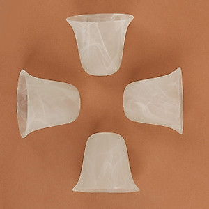 Eumyviv 4 Pack Bell Shaped Alabaster Glass Lamp Shade Replacement with 1-5/8-inch Fitter Opening for Ceiling Fan Light Kit Wall Sconce Pendant Light Fixture A00029