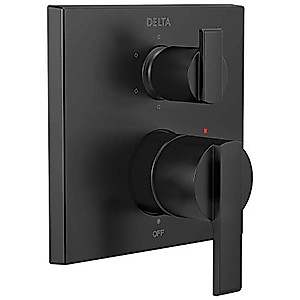 DELTA FAUCET T24967-BL Angular Modern Monitor 14 Series Valve 6-Setting Integrated Shower Trim with Diverter, Matte Black, (Valve Not Included)