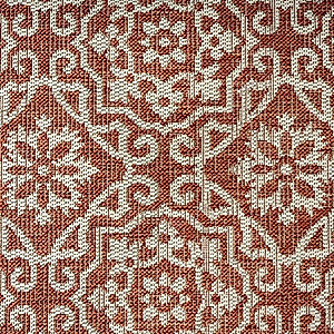 Nicole Miller New York Patio Country Danica Transitional Geometric Indoor/Outdoor Area Rug, Terracotta/Ivory , 7'9"x10'2"