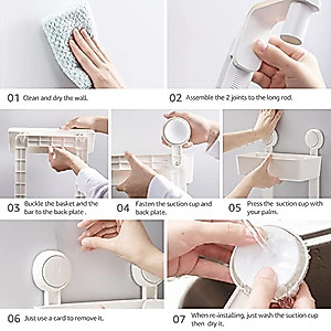 LEVERLOC Suction Shower Caddy With Paper Towel Holder, Bathroom Shower Basket Wall Mounted Shower Organizer for Shampoo, Facial Cleanser, Hand Sanitizer, Shower Rack for Kitchen & Bathroom, Drill-Free