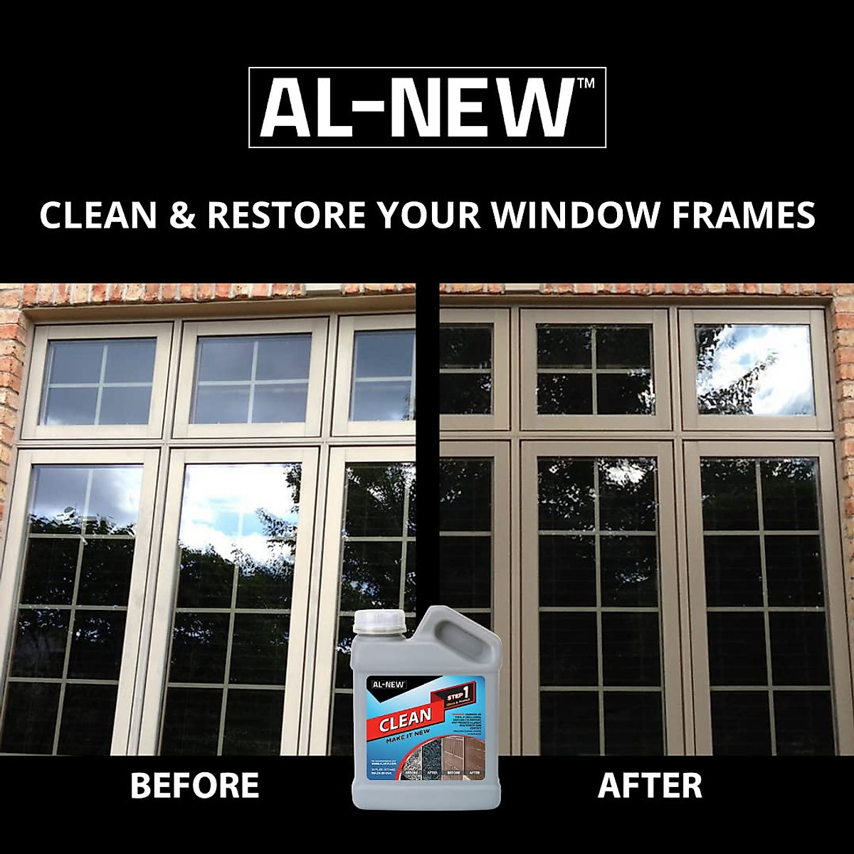 AL-NEW Step 1 Clean | Cleaning Solution for Outdoor Patio Furniture, Garage Doors, Window Frames, Exterior Lights & Fencing (16 Ounce)