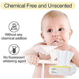 Winner Baby Cotton Tissue, Soft Baby Dry Wipe, Wet and Dry Use, Made of Pure Cotton, 600 Count Unscented Disposable Facial Cotton Tissues for Baby Sensitive Skin