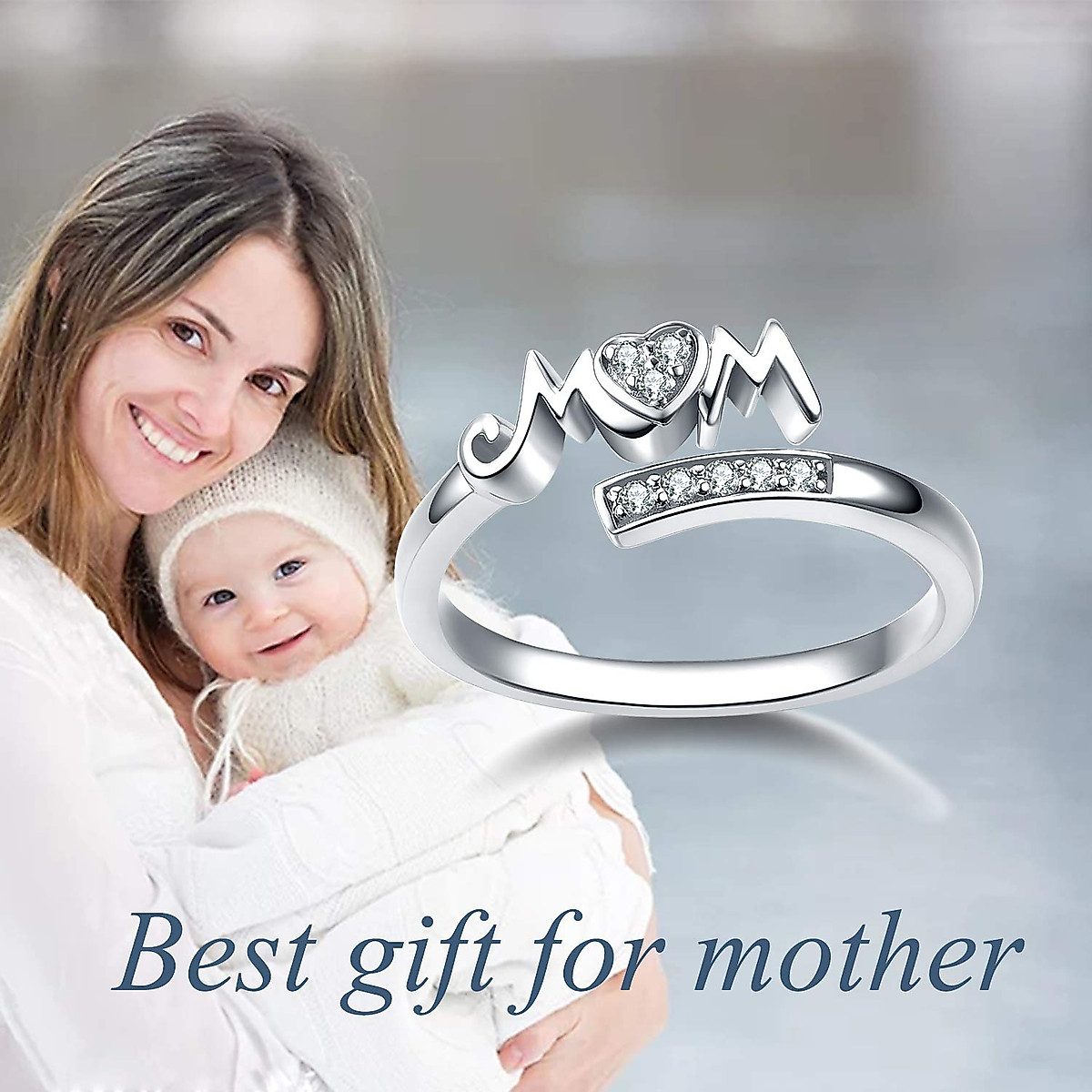 YFN 925 Sterling Silver Mom Rings Mothers Ring Women Jewelry Mothers Day Gifts for Mum (7)