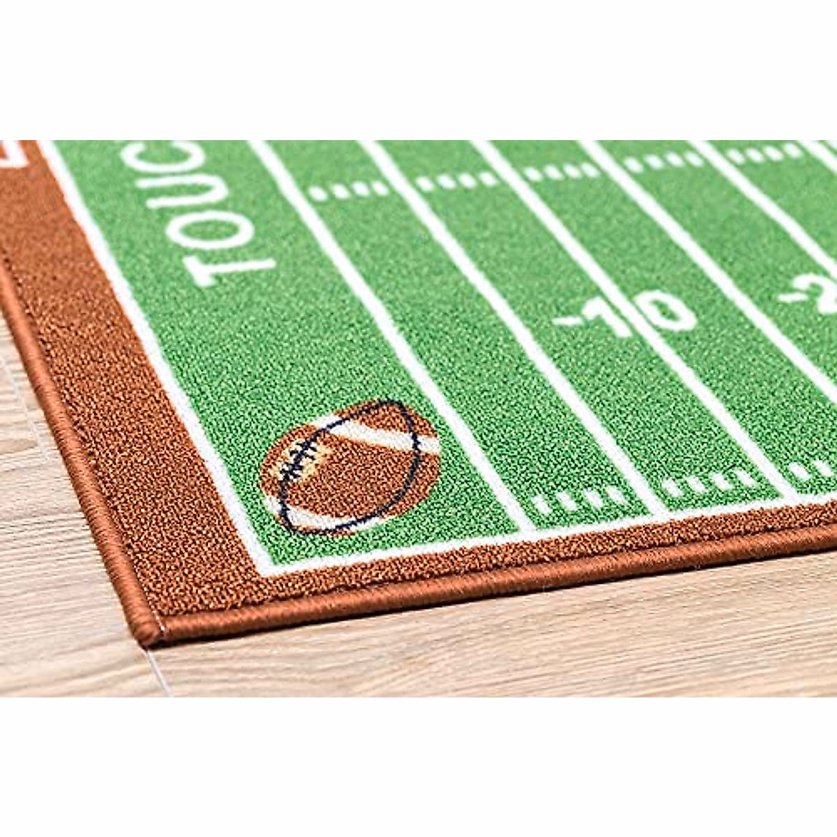 Furnish my Place 700 Corner Football Play Area Rug for Kids Playroom, Bathroom & Kindergarten Classroom, Corner Football Field Ground, Green (3'3"x8')