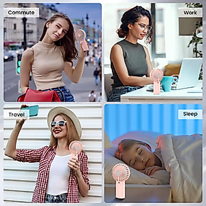 Portable Handheld Fan,3 Speeds Powerful Personal Fan with Flashlight, USB Rechargeable 2400mAh Battery Operated Fan for 3-15 hours, Mini Pocket Fan for Travel, Outdoor, Office