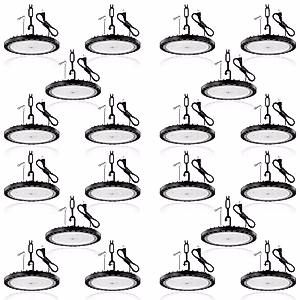 WOWSPEED 200W LED High Bay Light 20 Packs, 5000K Bright UFO LED High Bay Lights 20000LM with US Plug 5FT Cable,IP65 LED UFO Bay Lighting with Chain&Safety Rope for Warehouse Workshop Factory Garage