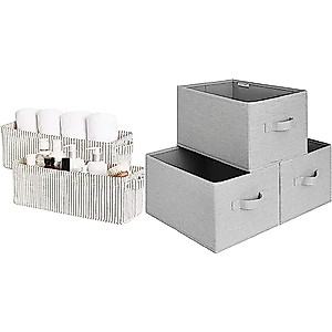 StorageWorks 2-Pack Narrow Storage Bins with 3-Pack Storage Baskets