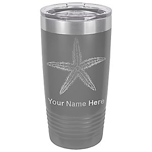 LaserGram 20oz Vacuum Insulated Tumbler Mug, Starfish, Personalized Engraving Included (Gray)